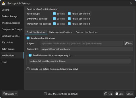 Sql Backup Master Notifications