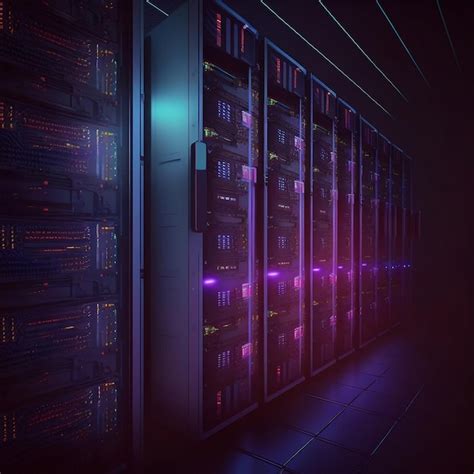 Premium Ai Image Multiple Rows Of Fully Operational Server Racks