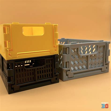3d Printable Stackable And Foldable Storage Crate By Brandon Santana Printables Store