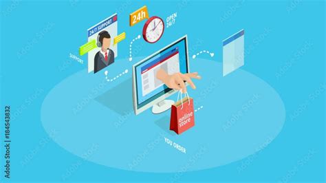 Online Shopping Isometric Flowchart Visualization Available In K UHD FullHD And HD D Loopable