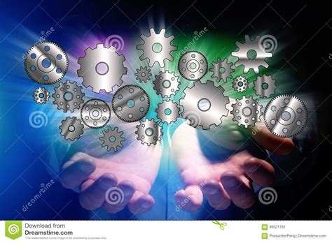 Concept Of Setting A Technology Interface With Cogwheel Gear W Stock