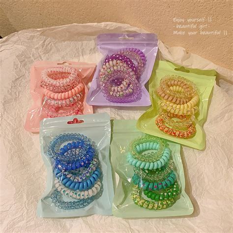 Jojo Coco ยางรัดผมแฟชั่น พิมพ์ลายหางม้า 6 ถุง สําหรับเด็กผู้หญิง Shopee Thailand