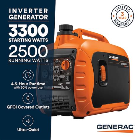 Generac Gp Series 3300 Starting 2500 Running Watt Gasoline Single
