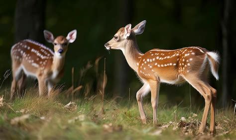 Un Ciervo Y Un Cervatillo En Un Bosque Foto Premium