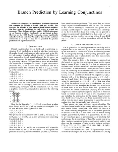 Pdf Branch Prediction By Learning Conjunctions