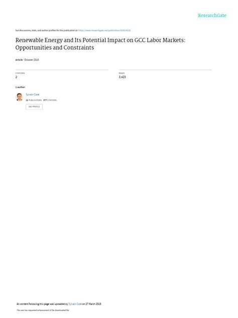 Renewable Energy And Its Potential Impact On Gcc Labor Markets Opportunities And Constraints