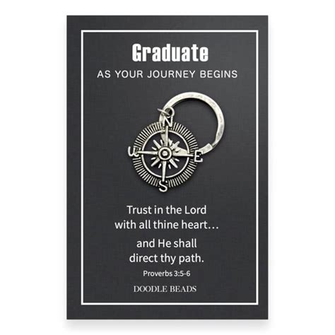 Compass Key Ring Graduate As Your Journey Begins Doodlebeads