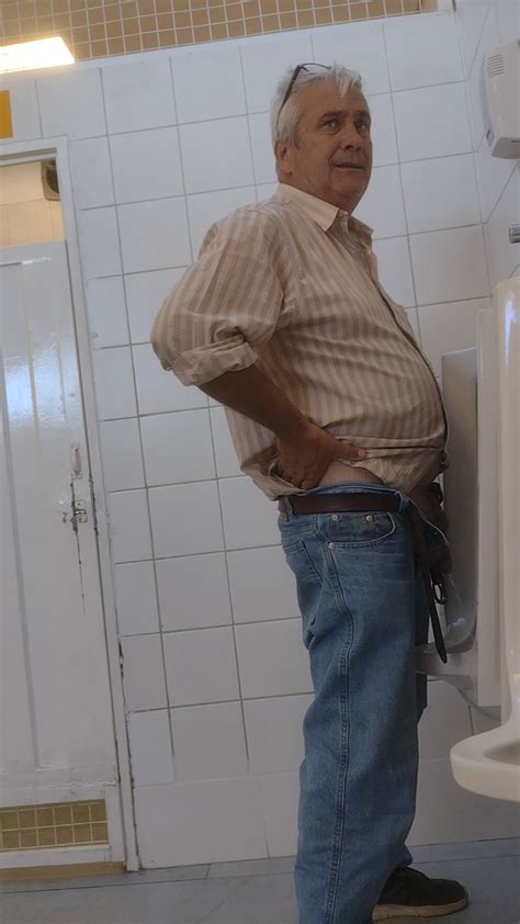 Old Men Cock Out Urinal