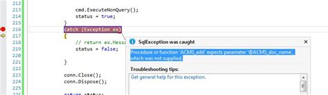 C Procedure Or Function Acmsadd Expects Parameter Acmsdocnane Which Was Not Supplied