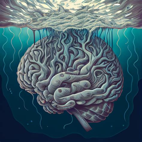 Premium Ai Image Generative Ai Illustration Of A Brain Drowning