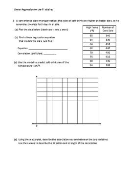 Linear Regression On TI Nspire By Mary Landon TPT
