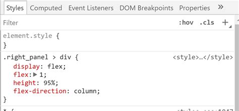 Css Flexbox Style Only Works When Manually Entered In Chrome Developer Tools Stack Overflow
