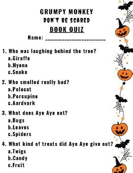 Grumpy Monkey Don T Be Scared Accompaniment Activities By T Teaching