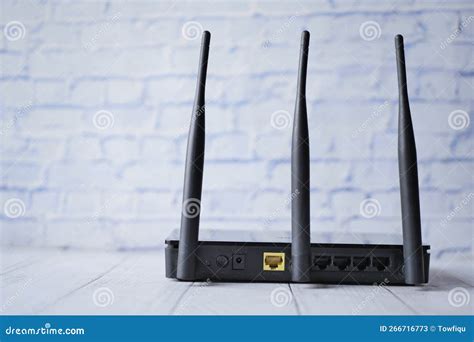 Wi Fi Router With Cables On Table Stock Image Image Of Center Wireless