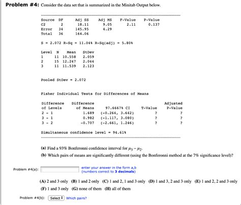 Solved Problem 4 Consider The Data Set That Is Summarized