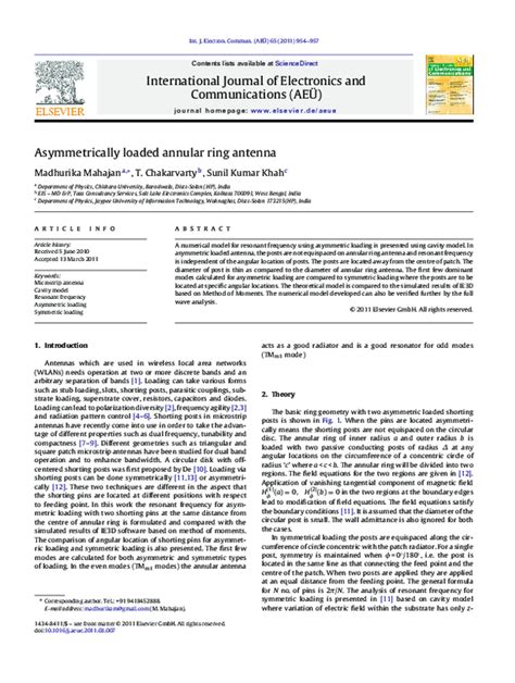 Pdf Asymmetrically Loaded Annular Ring Antenna