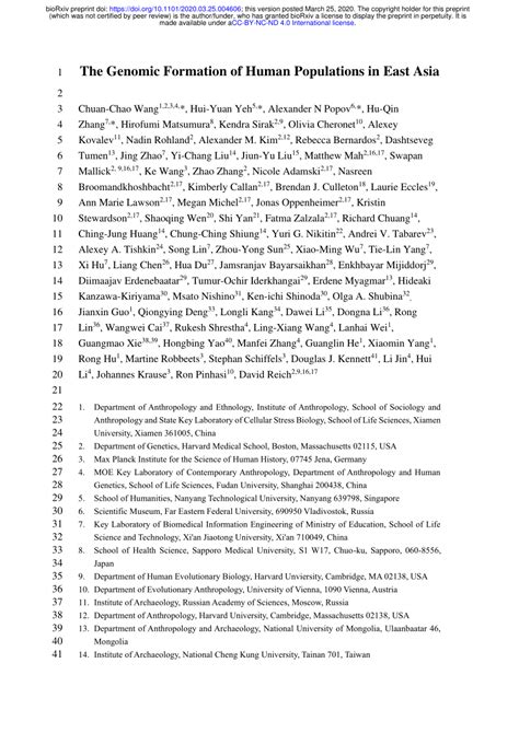 Pdf The Genomic Formation Of Human Populations In East Asia