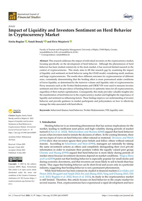 Pdf Impact Of Liquidity And Investors Sentiment On Herd Behavior In Cryptocurrency Market