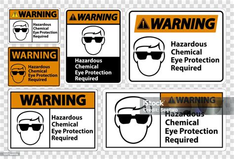 경고 유해 화학 눈 보호 필요한 기호 기호 투명 배경에 격리 벡터 그림 개인 장식품에 대한 스톡 벡터 아트 및 기타 이미지