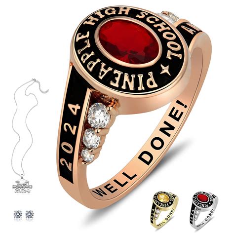 Personalized Customized Sterling Silver Ladies High School Class Rings