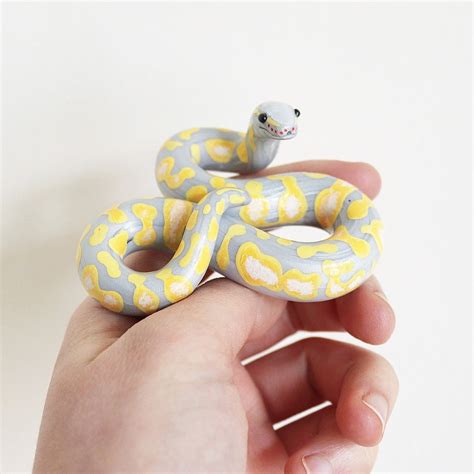 Ball Python Snake Figurine Made From Polymer Clay By The Clay Kiosk On