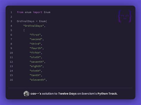 Cas S Solution For Twelve Days In Python On Exercism