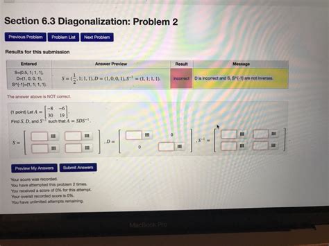 Solved Section 63 Diagonalization Problem 1 Previous