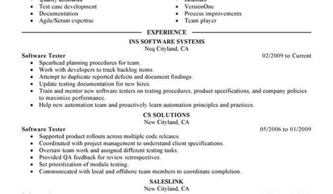 Software Testing Resume Samples For 1 Year Experience Best Software Testing Resume Example
