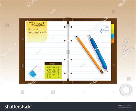 Notepad Diary Realistic Illustration Stock Vector Royalty Free Shutterstock