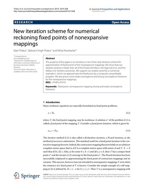 Pdf New Iteration Scheme For Numerical Reckoning Fixed Points Of Nonexpansive Mappings