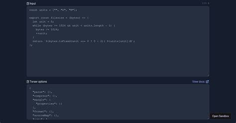 Online Terser Codesandbox