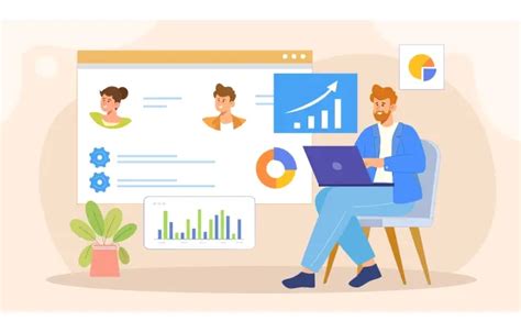 Business Performance Growth Analysis Flat Vector Illustration Images