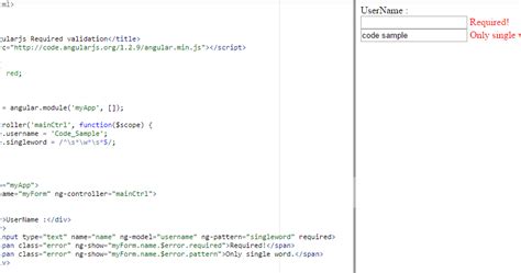 Angularjs Required Validation Using Ng Pattern