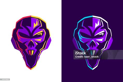 조종사 우주 비행사 또는 외계인 헬멧의 두개골 E스포츠 게임 높은 디테일의 로고 세트 생생한 조명이 있는 보라색 뼈 0명에 대한 스톡 벡터 아트 및 기타 이미지 Istock