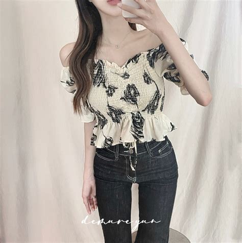 [당일출고] 썸머 스모크 셔링 블라우스bl 에이블리