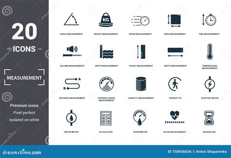 Measurement Icons Set Collection Includes Simple Elements Such As Angle Measurement Weight