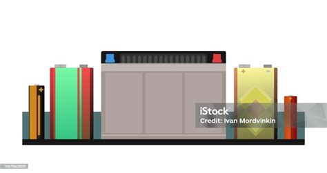 자동 배터리 에너지 소스 전기 축압기 갈바닉 세포 전해 해리 흰색 배경에 고립되어 있습니다 소금 및 헬륨 리튬 개체 벡터 0명에