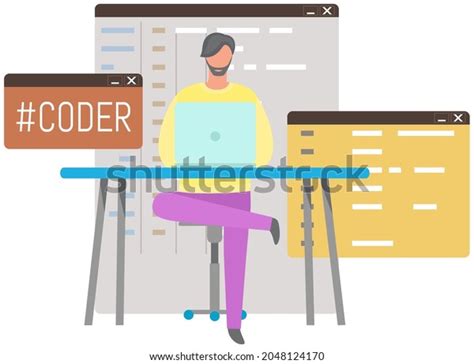 Programmer Engineering Coding Coder Programmers Working Stock Vector