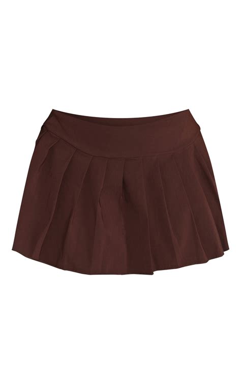 Chocolate Stretch Woven Low Rise Micro Mini Skirt Bottoms
