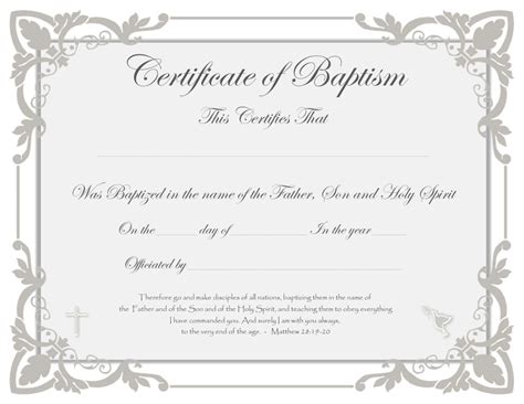 Editable Printable Baptism Certificates Blank
