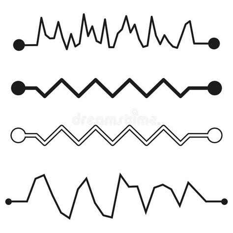 Zigzag Line Icons Wavy And Angular Shapes Black Vector Outlines