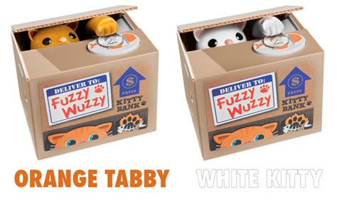 Fuzzy Wuzzy Kitty Bank Cat Themed Motorized Animatronic Coin Collecting Bank