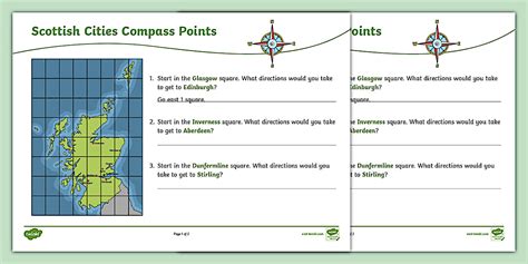 Scottish Cities Compass Points Activity Sheet Teacher Made