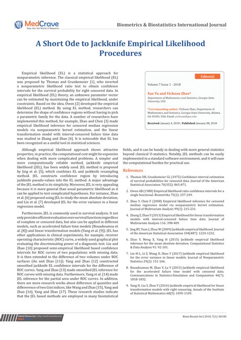 pdf a short ode to jackknife empirical likelihood procedures