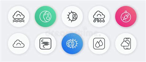 Set Line Eclipse Of The Sun Compass Cloud Water Drop And Lightning