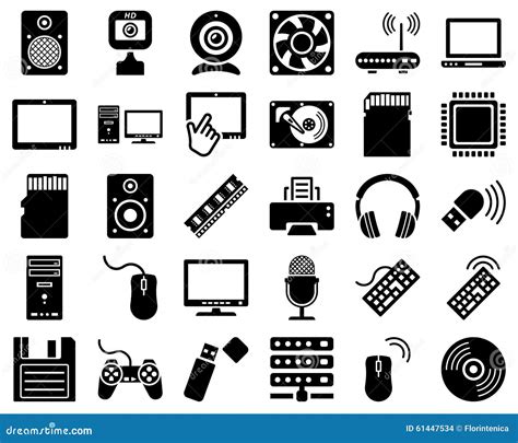 Computer Hardware Icon Set Stock Vector Image 61447534