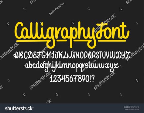 Calligraphic Vector Script Font Handwritten Brush 库存矢量图（免版税）1075797218