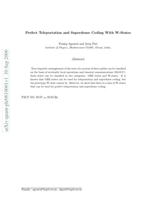 Ghz States Teleportation Superdense Coding Download Free Pdf