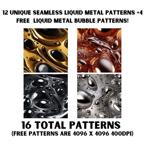 124 Seamless Liquid Metal Patterns Digital Download Digital Paper