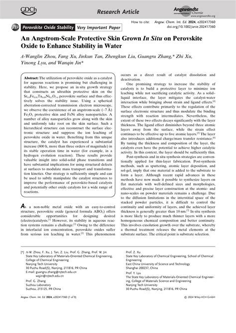 An Angstrom‐scale Protective Skin Grown In Situ On Perovskite Oxide To